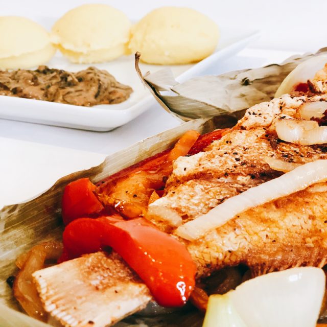 Fumbwa with fried fish and fufu ft Pearl Thusi - Blue Fufu