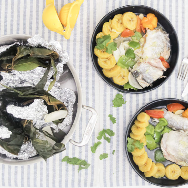 Liboké with boiled plantains - Blue Fufu