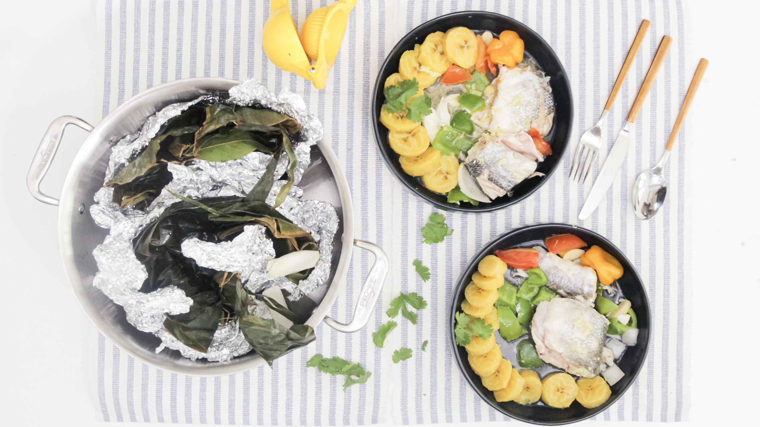 Liboké with boiled plantains - Blue Fufu