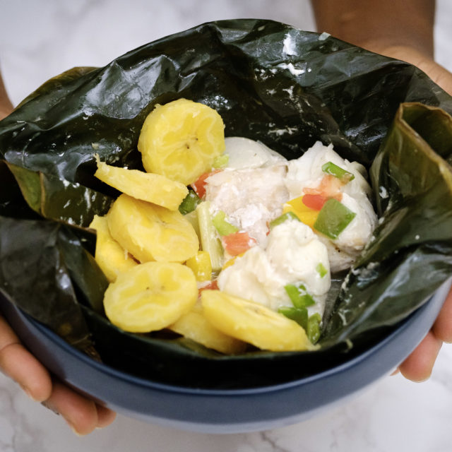 Liboké with boiled plantains - Blue Fufu