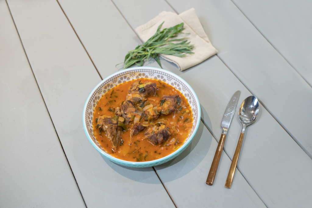 Goat stew with African Basil - Blue Fufu